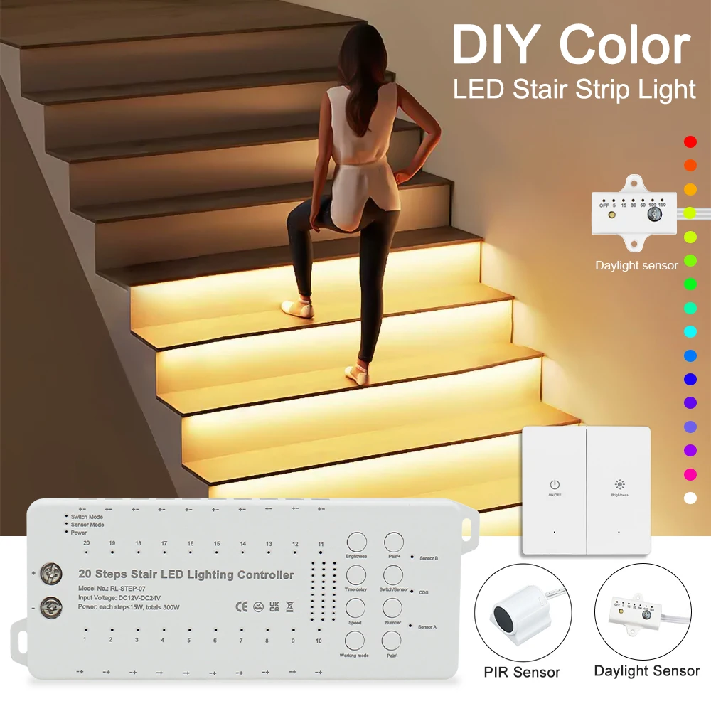 LED-Stair-Light-com-Sensor-de-Movimento-Smart-Night-Light-Ilumina-o ...