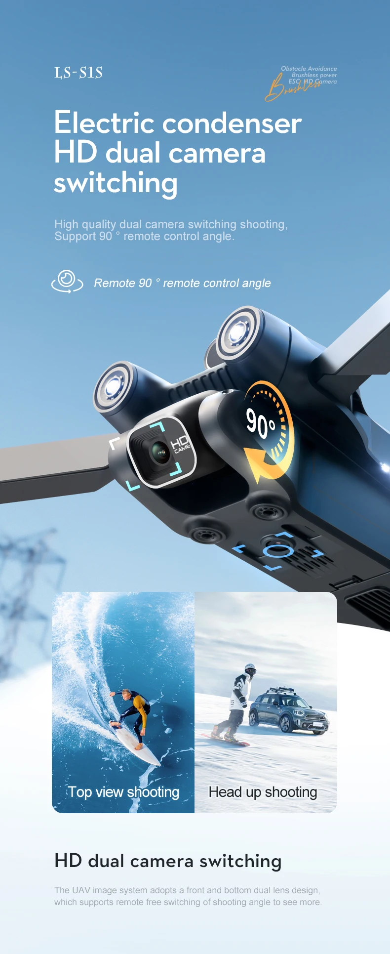 LSRC-S1S 드론 - 2024 신형 RC 드론 145g 4K 8K HD 짐벌 손떨림 방지 카메라 360° 장애물 회피 원 ...