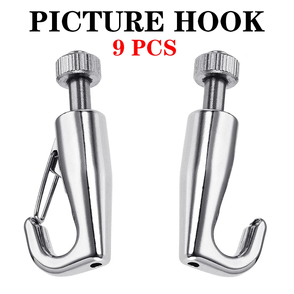 9-Pcs-Set-Picture-Hanging-Hook-Art-Gallery-Displaying-Wire-Rope-Hook ...