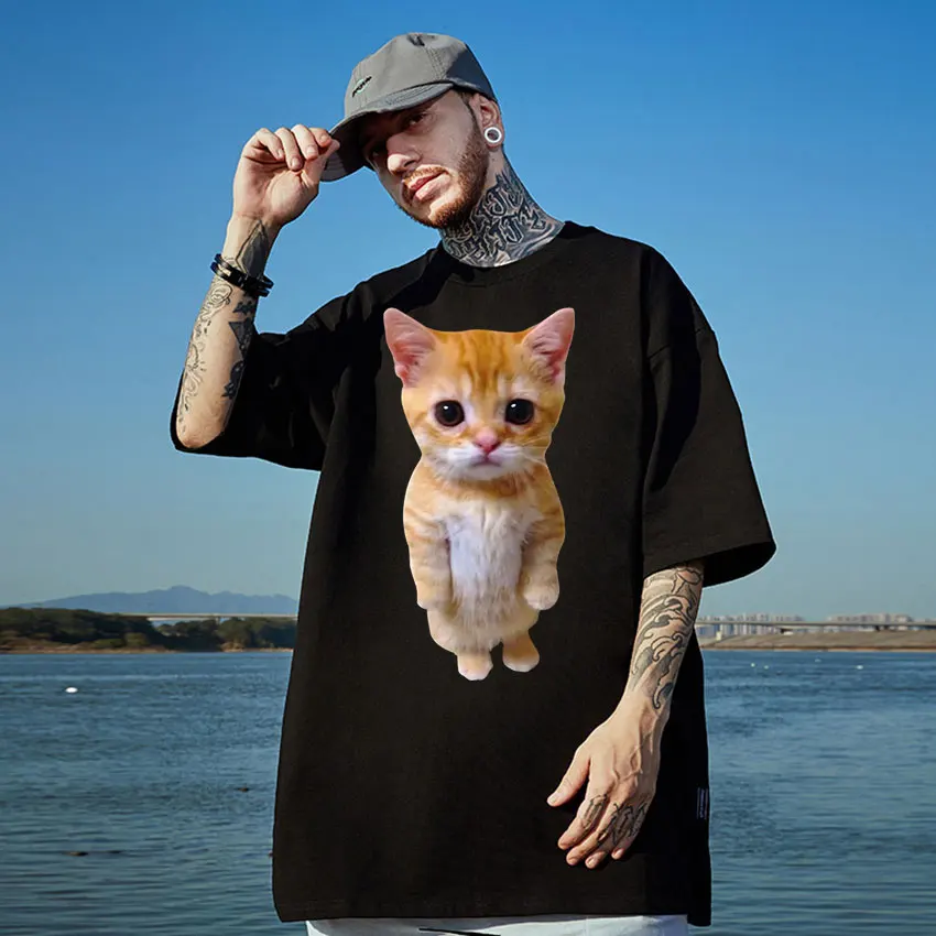 El Gato Meme 티셔츠 Sad Crying Cat Munchkin Kitty Meme 그래픽 티셔츠, 오버사이즈 유니섹스 ...
