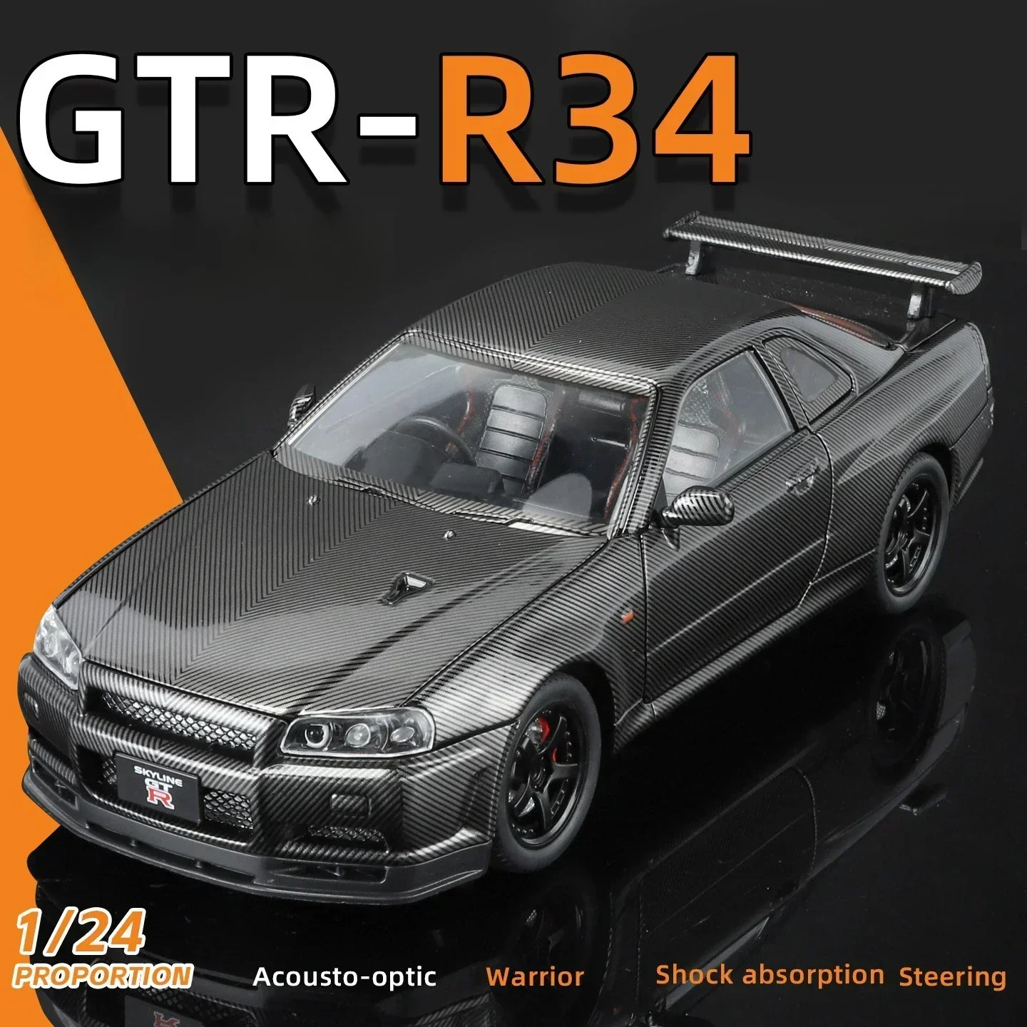 Jinlifang 1:24 GTR Carbon Fiber Model Simulation Alloy Sports Car ...