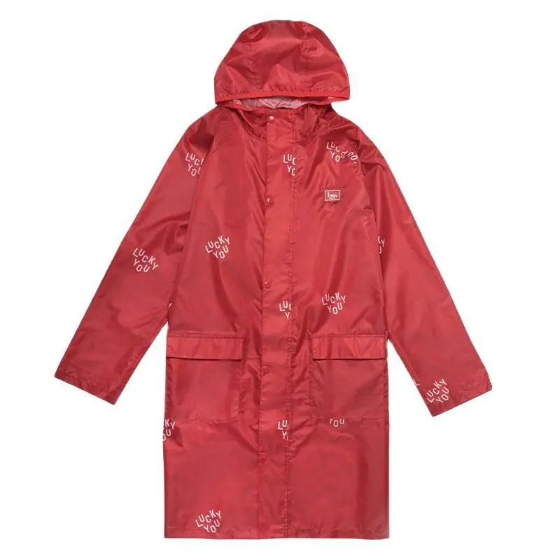 Women's Jacket Raincoat Adult Long Body Fashion Red Waterproof Rain ...