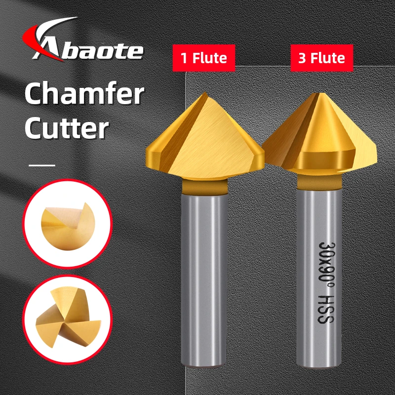 ABAOTE-Chamfering-Cutter-90-Degree-1-3-Flute-Titanium-Round-Shank ...