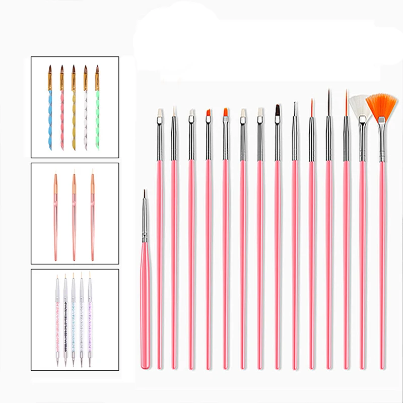 New Nail Brush Painting Set Nail Pen Pink Art Tools Acrylic Drawing Pen ...