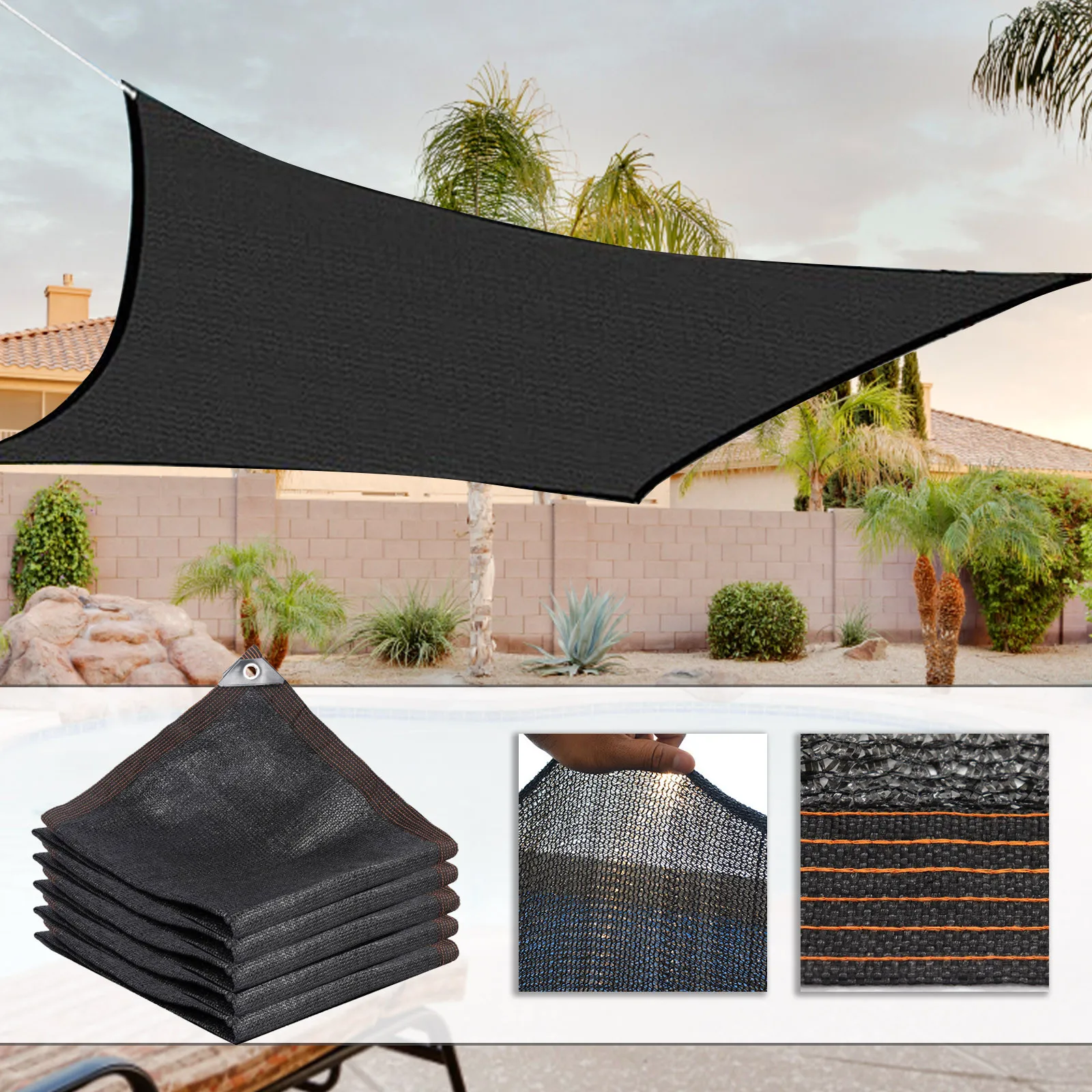 Black-Shade-Cloth-Sunblock-Mesh-Cover-Taped-Edge-With-Grommets-Sun-Net ...
