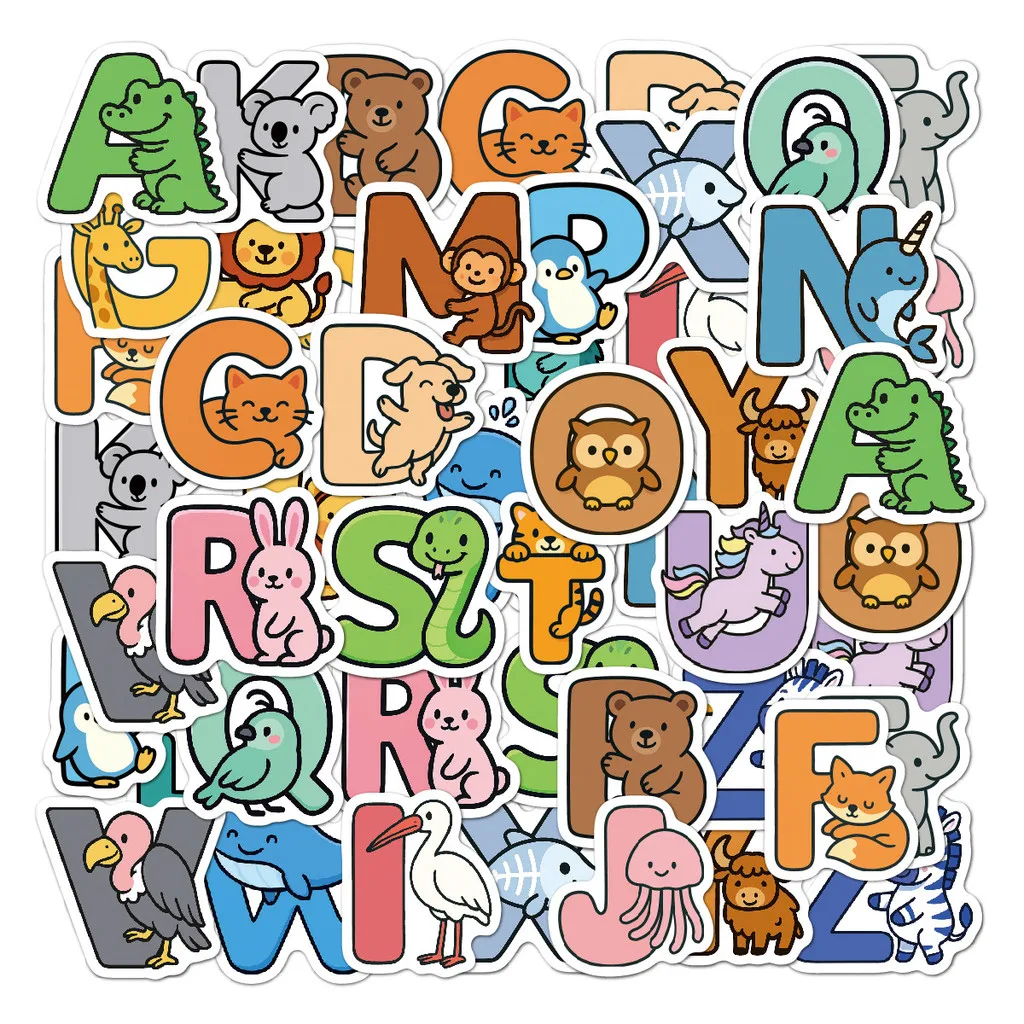 52Piece Animal Alphabet Stickers Kids' Spelling Stickers for Stationery ...