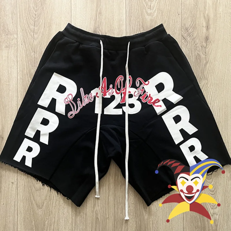 2023ss RRR123 LOGO Letter Drawstring Terry Shorts Men Women RRR 123 ...