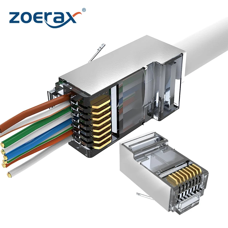 ZoeRax-50PCS-RJ45-Cat5e-Cat6-Connectors-Pass-Through-Connector-30-Gold ...
