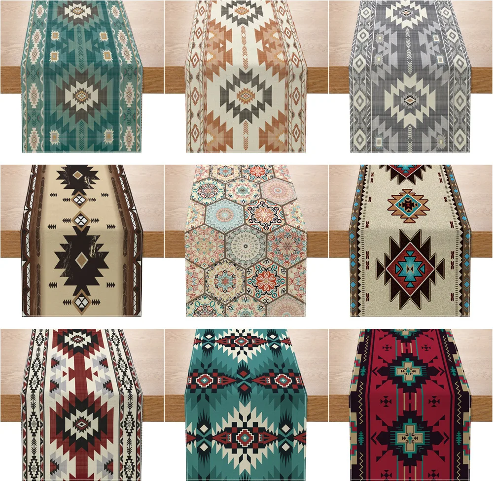 Aztec-Southwest-Linen-Table-Runners-Bohemian-Ethnic-Style-Geometric ...