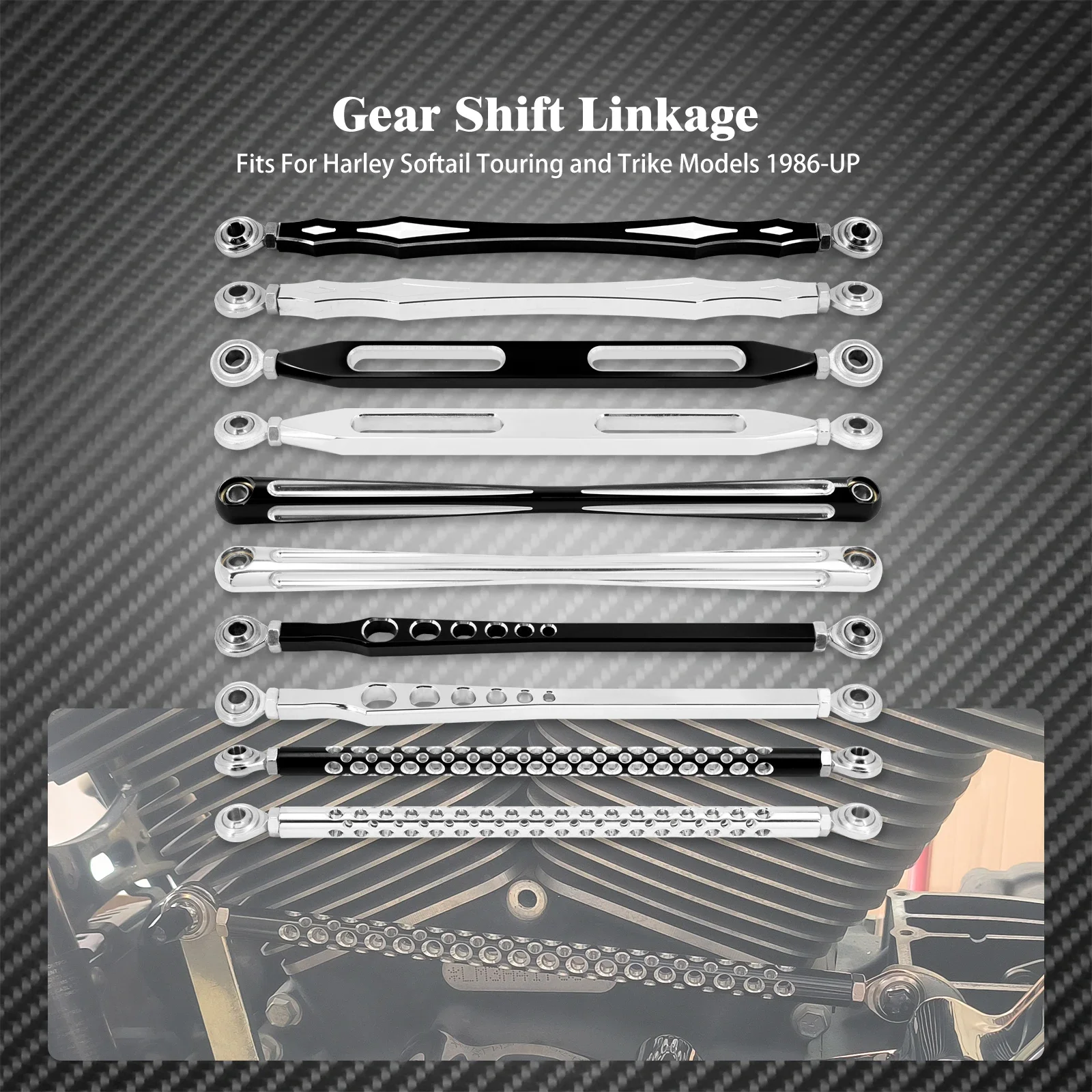 1pc-Motorcycle-Gear-Shift-Linkage-Lever-Black-Chrome-CNC-330mm-Aluminum ...