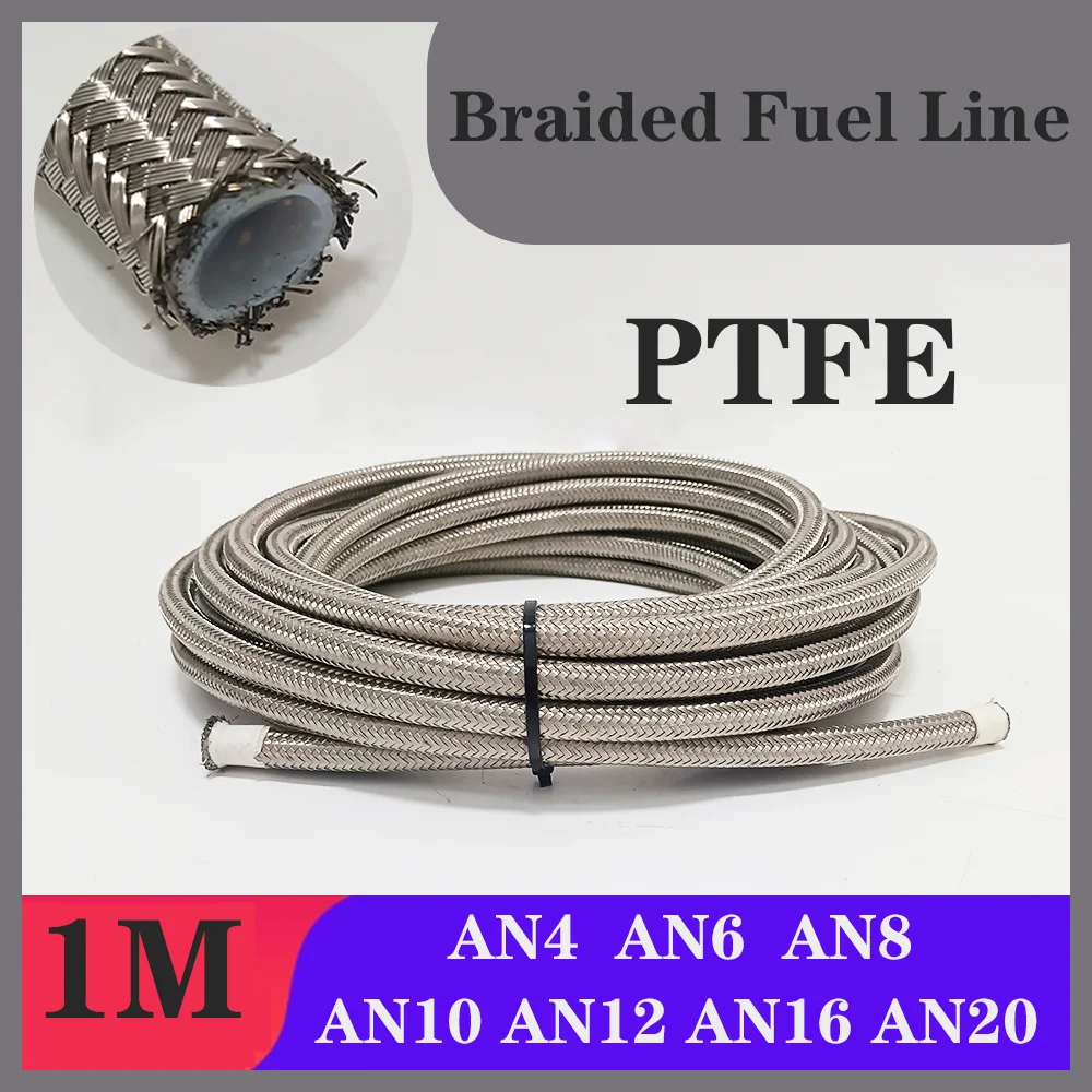 1Meter-AN4-AN20-Fuel-Oil-Line-Hose-PTFE-Gas-Cooler-Line-Pipe-Tube-304 ...