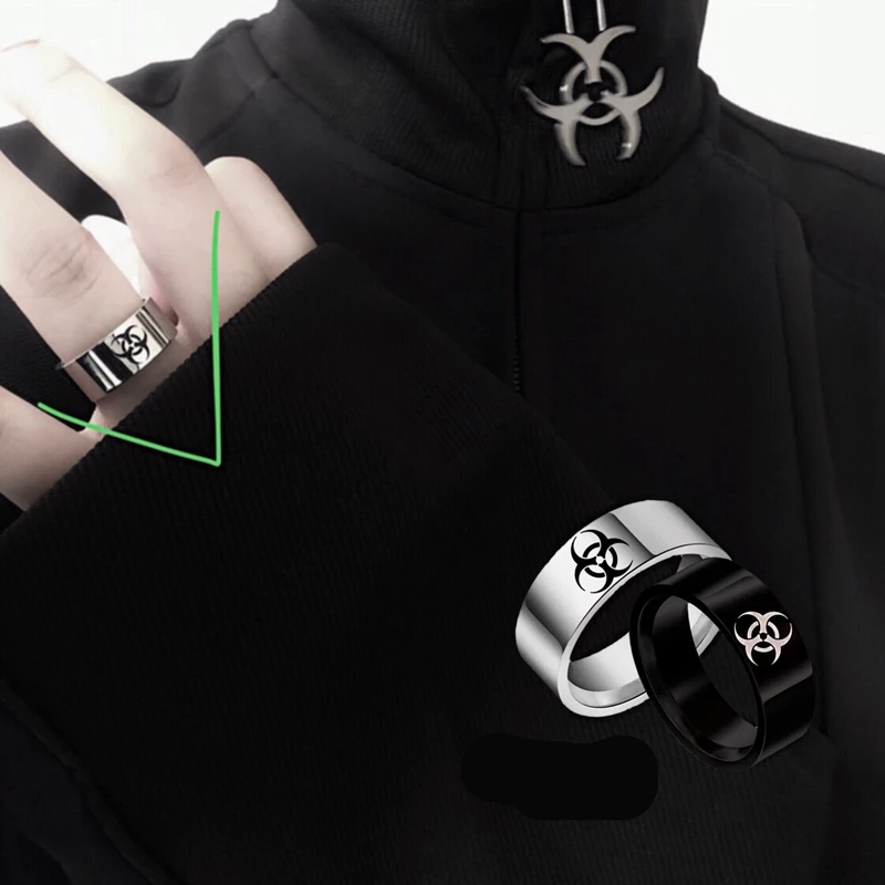 Stainless-Steel-Biohazard-Sign-Symbol-Band-Ring-for-Men-Women-Residents ...