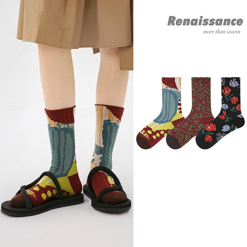 3pairs-a-set-Socks-women-harajuku-fashion-korean-style-Renaissance-original-design-retro-tube ...