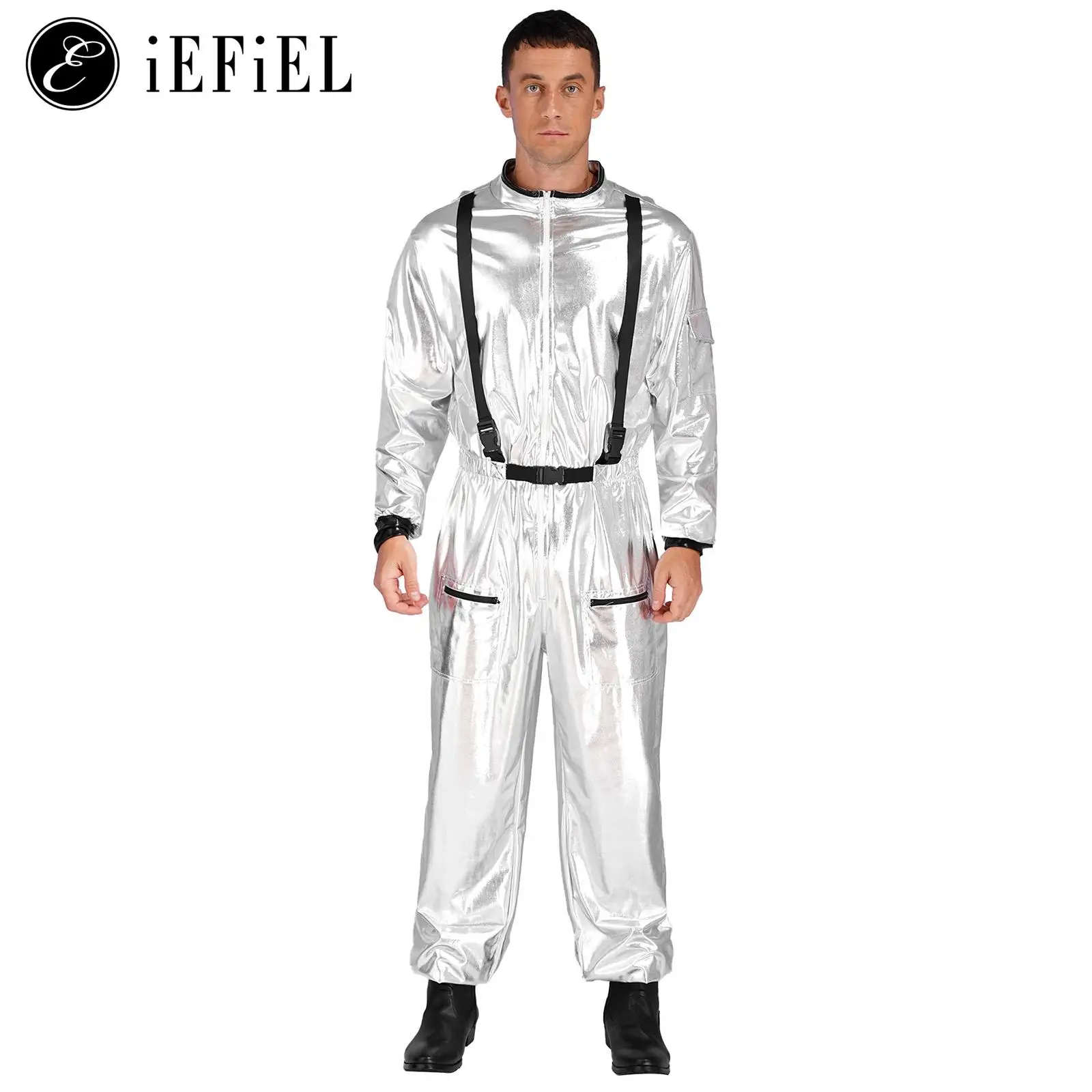 Adult-Astronaut-Costume-Shiny-Metallic-Coveralls-Jumpsuit-Catsuit ...