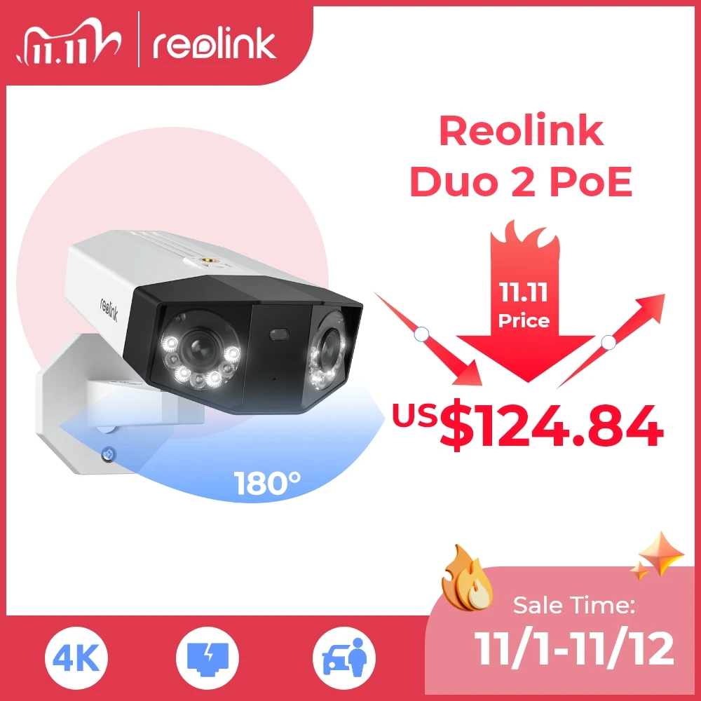 Reolink Duo 2 poe camera 4k Dual Lens wide view Human Car Pet Detect ...