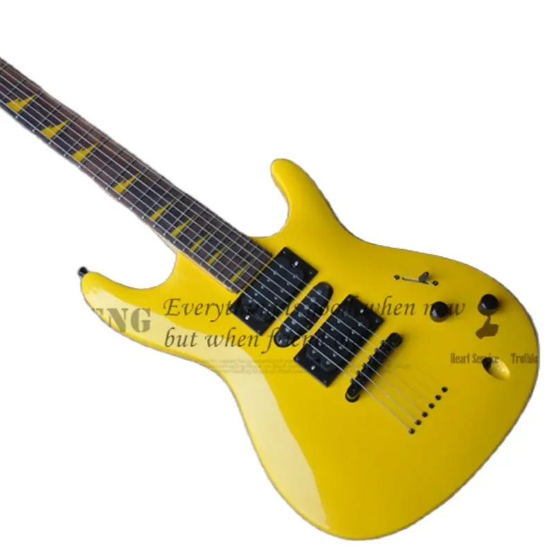 Ultra-Thin-electric-guitar-yellow-guitar-Mahogany-body-maple-wood-rose ...