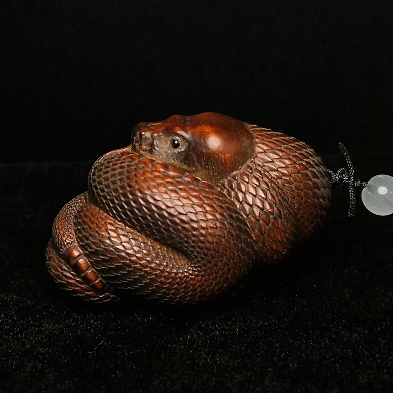 Length-6-CM-Old-Chinese-boxwood-Hand-carved-vivid-snake-Figure-statue ...