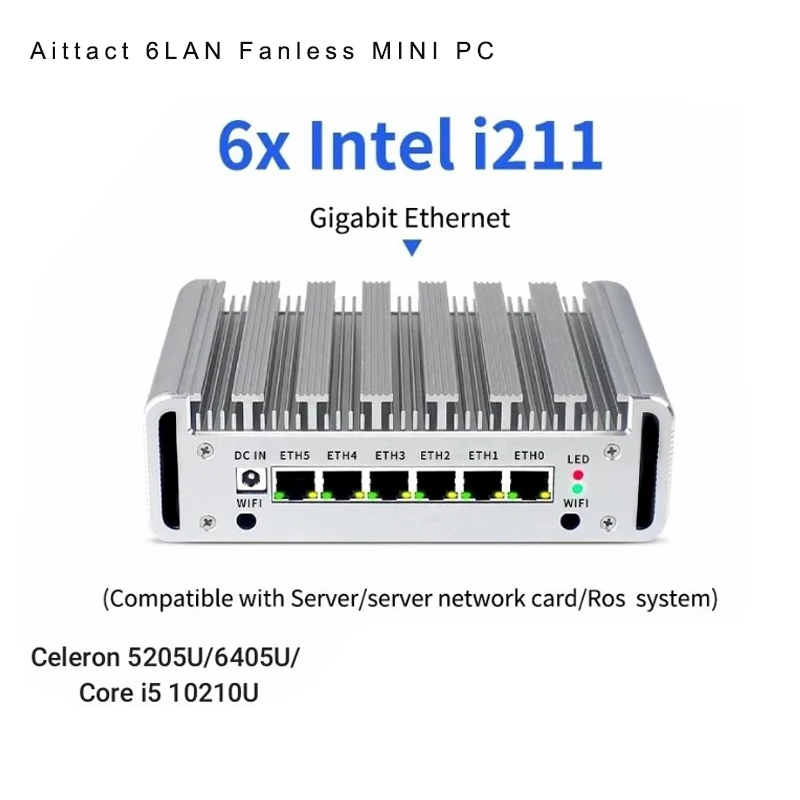 New 2.5G LAN Core i5 10210U Celeron J4124 6×Intel i225 Mini PC Fanless ...