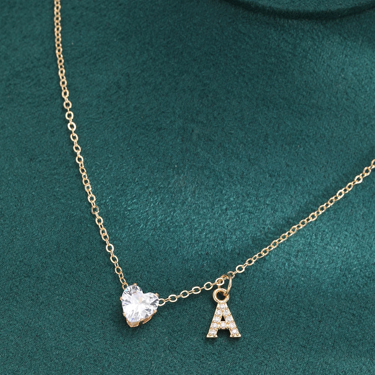Fashion-Zircon-Heart-Letter-Initial-Necklace-for-Women-Sparkly-Gold ...