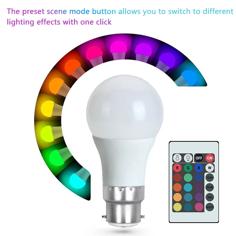 RGB-Remote-Control-Bulb-Light-B22-220V-LED-Colorful-RGB-Infrared-Remote ...