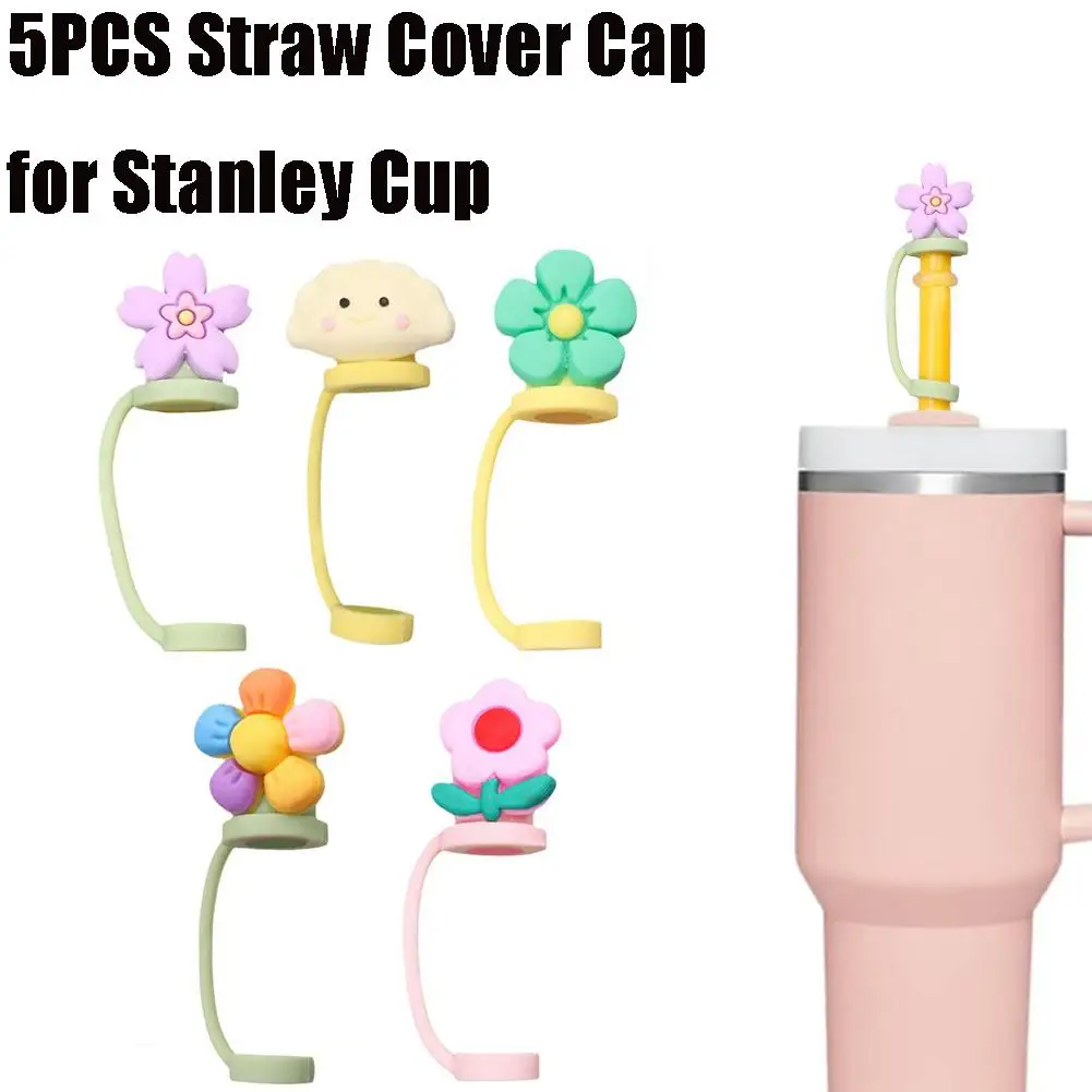5PCS-Straw-Cover-for-Stanley-Cup-Silicone-Straw-Covers-Cartoon-Style ...