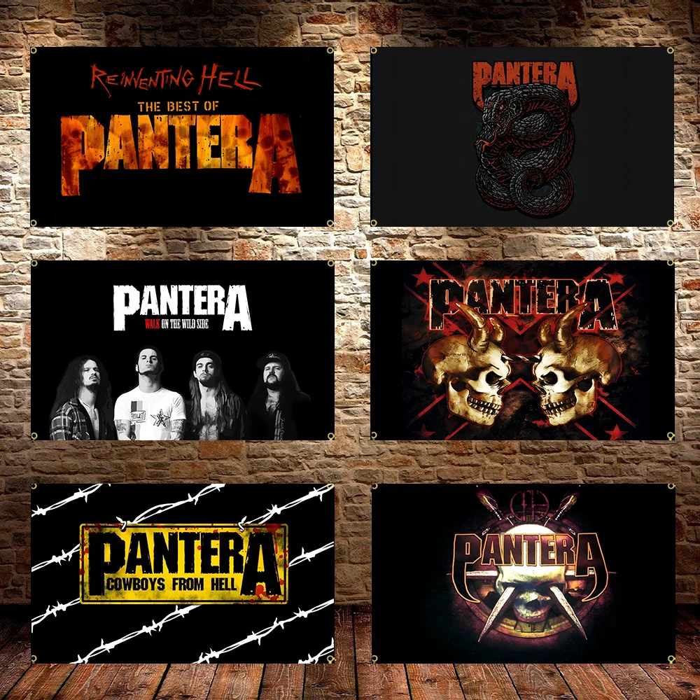 3x5FT DIY Panteras Heavy Mental Rock Band Flag applicable to Polyester ...