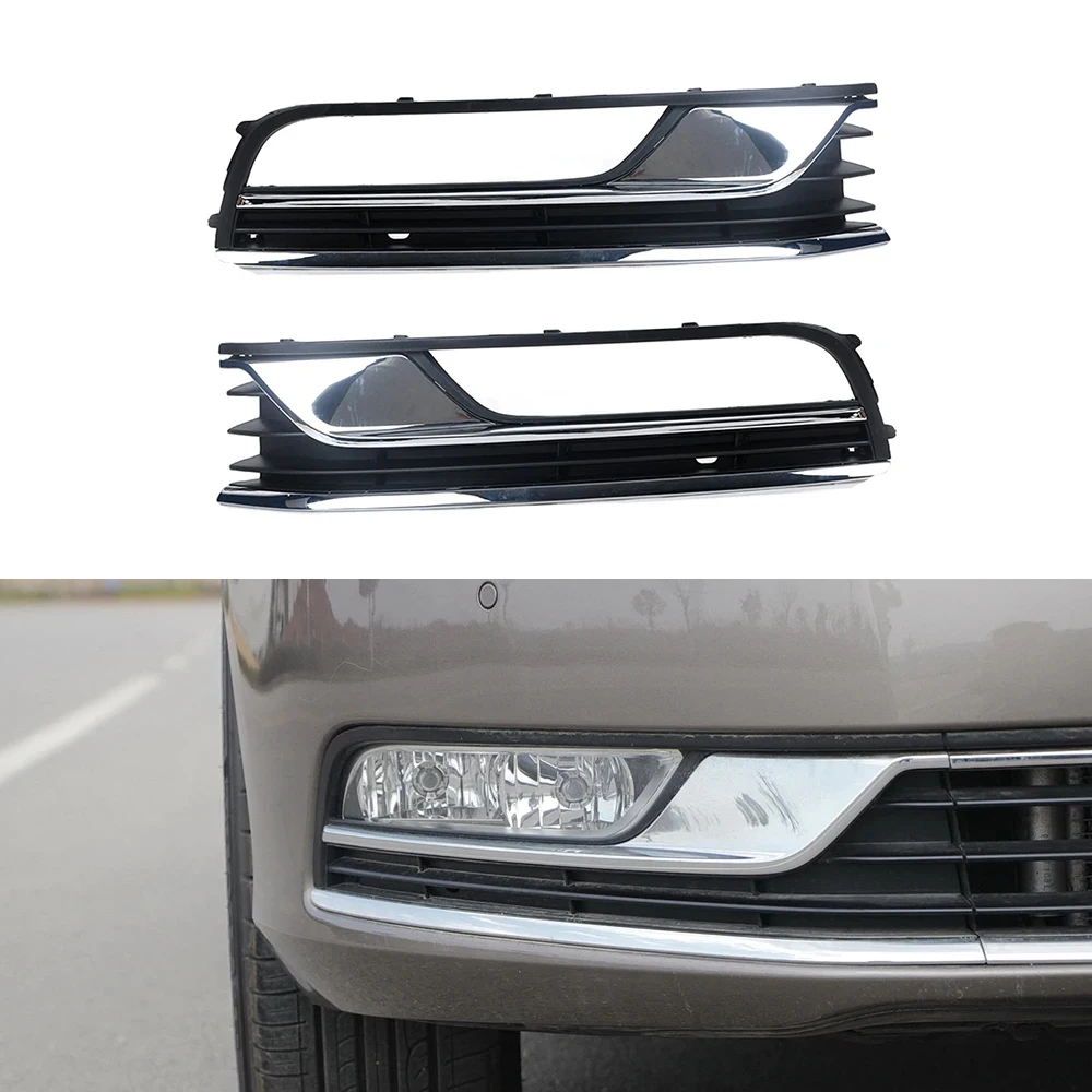 2Pcs Car Front Bumper Fog Light Grille Cover Left+Right For VW ...
