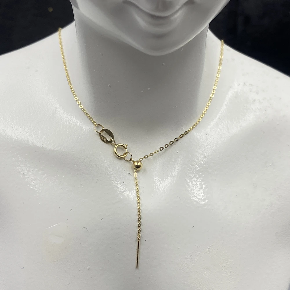 Sinya-Pure-Ouro-18K-O-Cadeia-Colar-Universal-Y-Ajust-vel-Desgaste-Cadeia-Comprimento-Fine ...