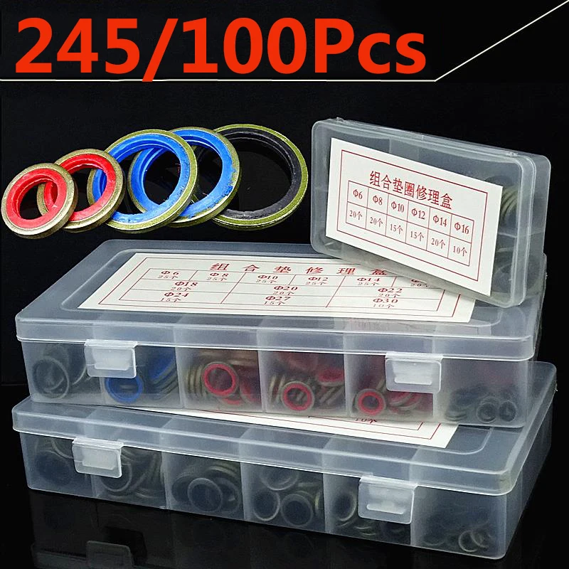 245/100pcs/Set Oil Seal Carbon Steel Nitrile High Pressure Oil Pipe ...