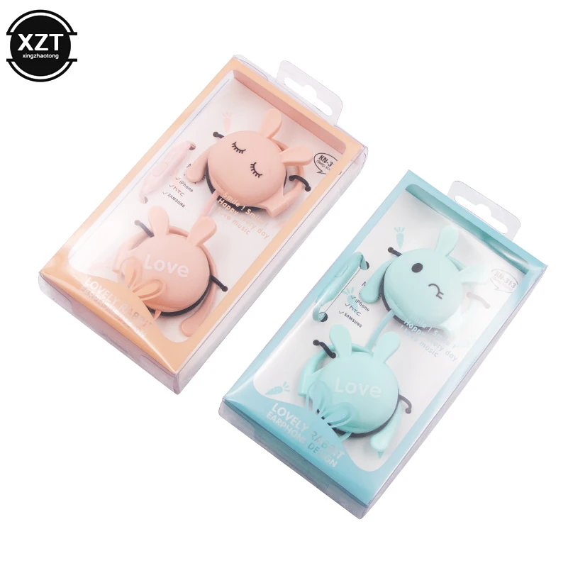 Cute Cartoon Rabbit Earphones Ear-mounted Wired Headphones Stereo Music ...