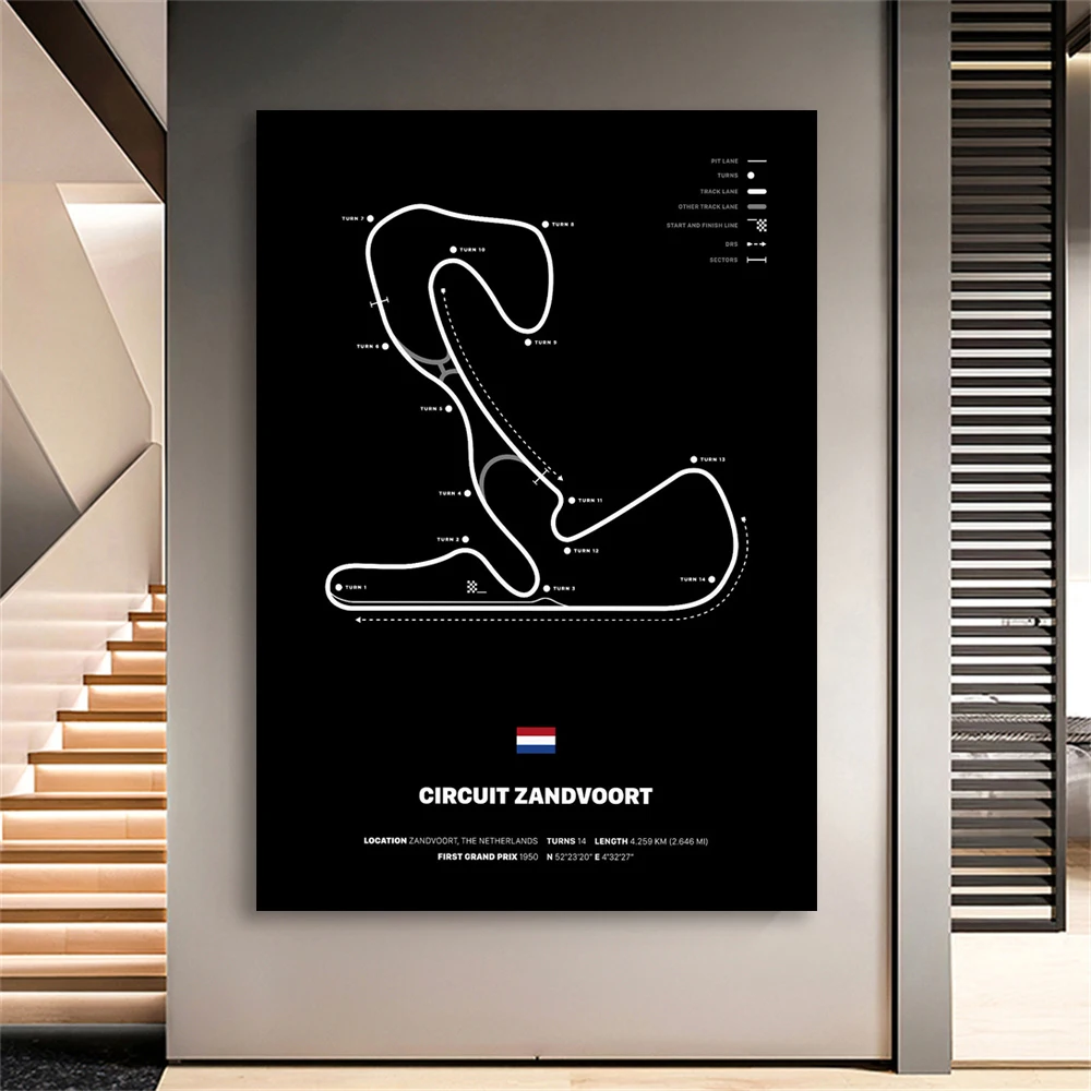 Zandvoort Circuit Formula 1 Poster F1 Wall Art Home Decor Race Track ...
