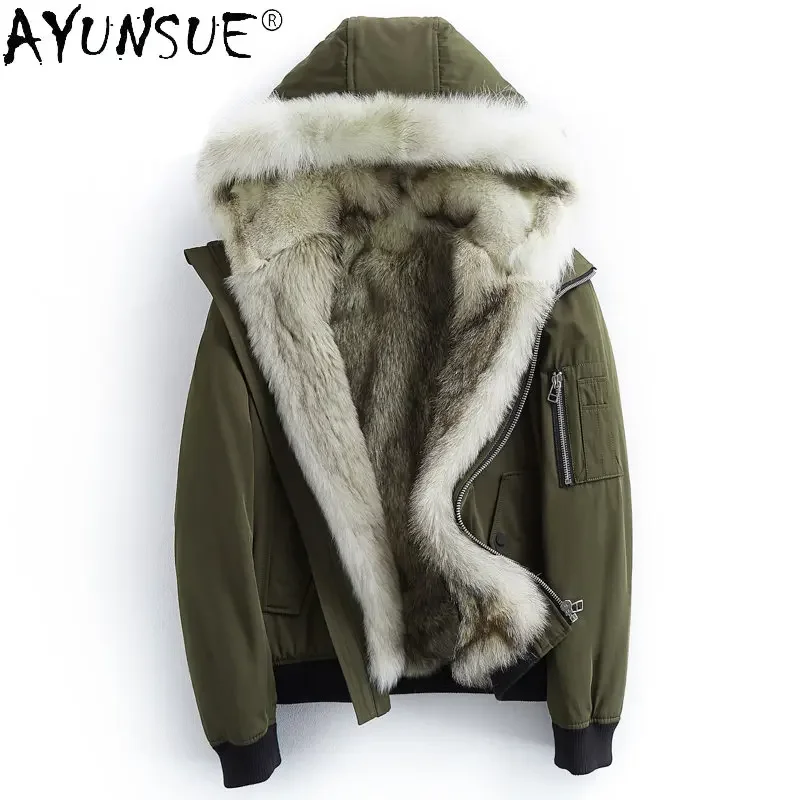 AYUNSUE-Winter-Fur-Parka-Mens-Fur-Jacket-Coat-2022-Wolf-Fur-Liner ...