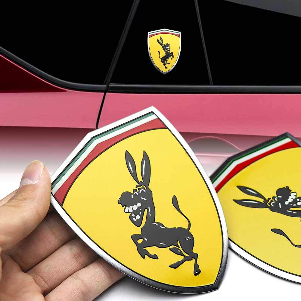 Car-Styling-3D-Aluminum-Alloy-Ferrari-Donkey-Badge-Emblem-Stickers-Auto ...