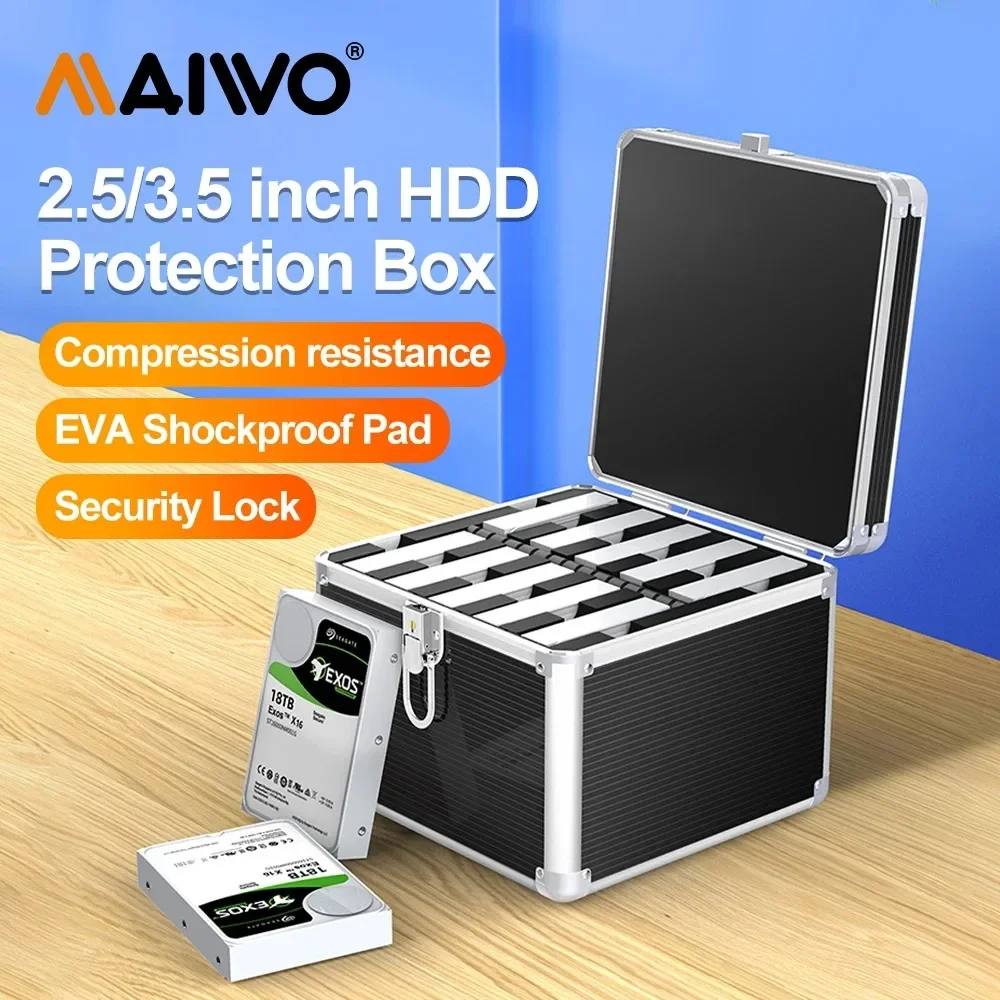 MAIWO-Hard-Drive-Protection-Box-with-10-bay-Lock-3-5-inch-IDE-SATA-Hard ...