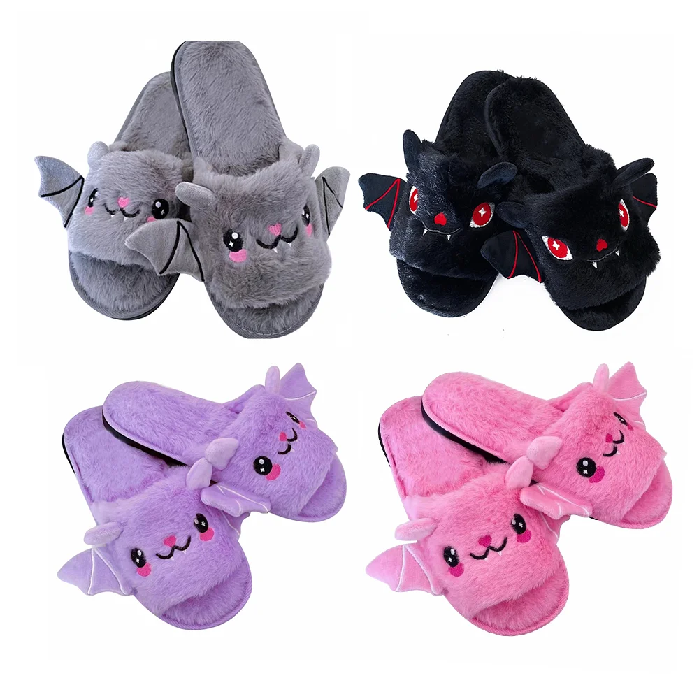 Halloween New Bat Slippers Women Plush Shoes Lightweight Home Silent ...