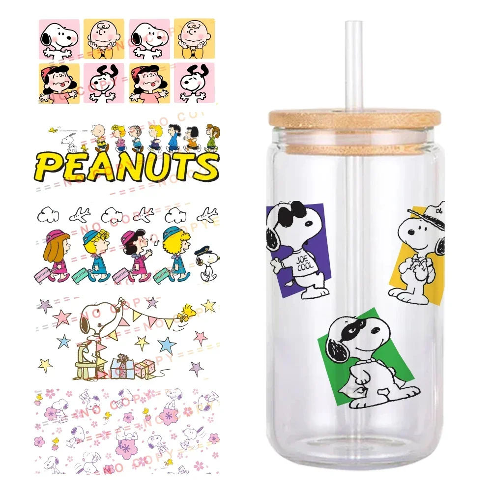 Snoopy-Cartoon-White-Dog-11-24cm-Wrap-Sticker-UV-DTF-DIY-For-16oz-Glass ...