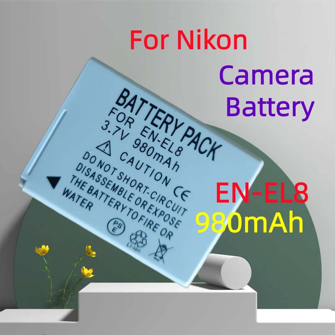 980mAh EN-EL8 EN EL8 카메라 배터리 또는 충전기 (니콘 카메라 COOLPIX P1 P2 L1 L2 S2 S3 ...