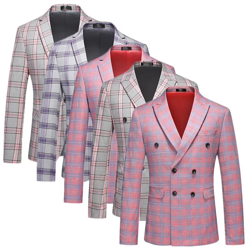 High-grade-Men-Business-Social-Plaid-Suit-Jacket-2024-New-Men-s-Lapel ...
