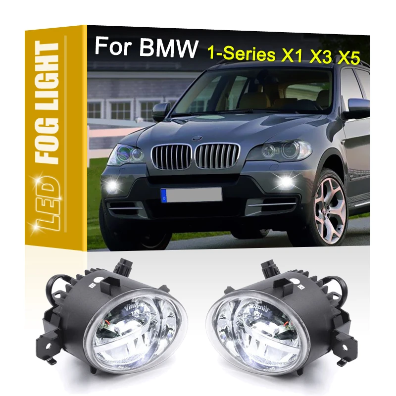 2Pcs Aluminum Shell Front LED Fog Lamp Assembly White Light For BMW 1 ...