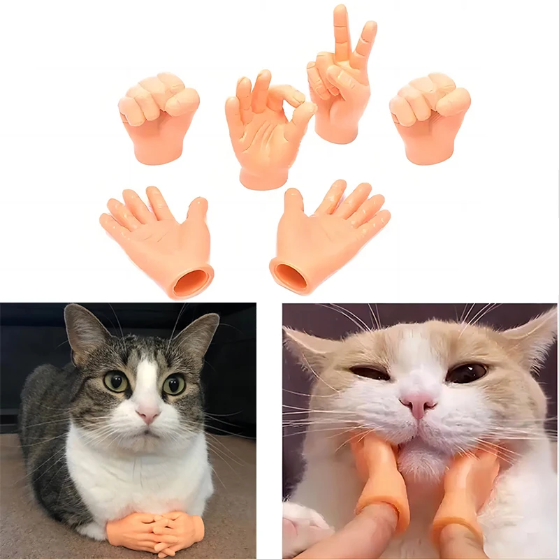 Cat-toys-fun-Small-gloves-Cat-finger-Sleeve-mini-hand-model-silicone ...