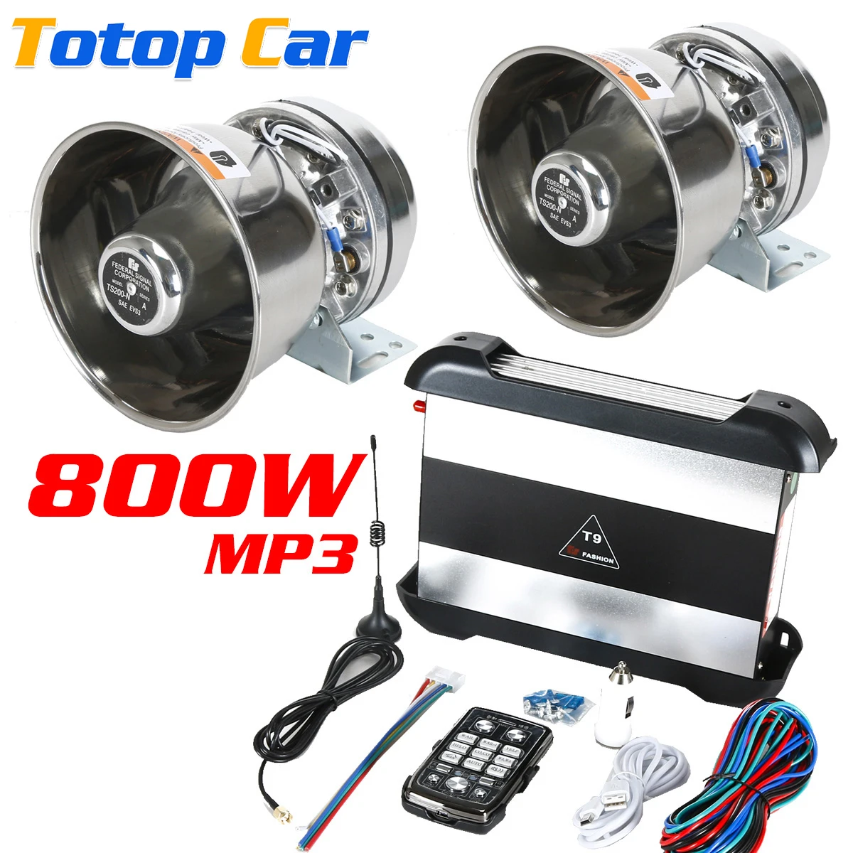 New Police Siren 800W Car Warning MIC Speaker 18 Sound for Car Warning ...