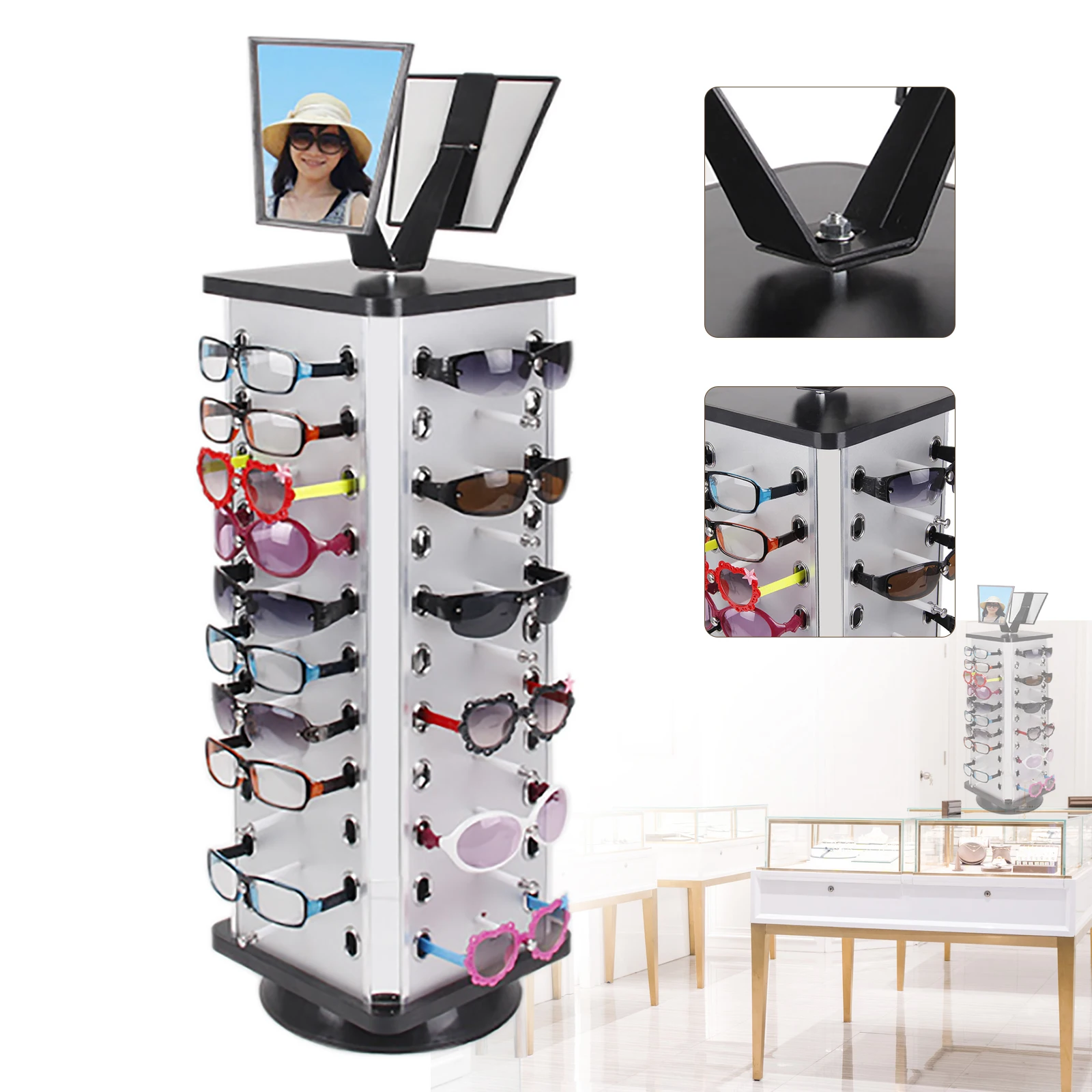 360-Rotating-Sunglass-Display-Rack-Metal-Glasses-Stand-Holder-44-Pairs ...