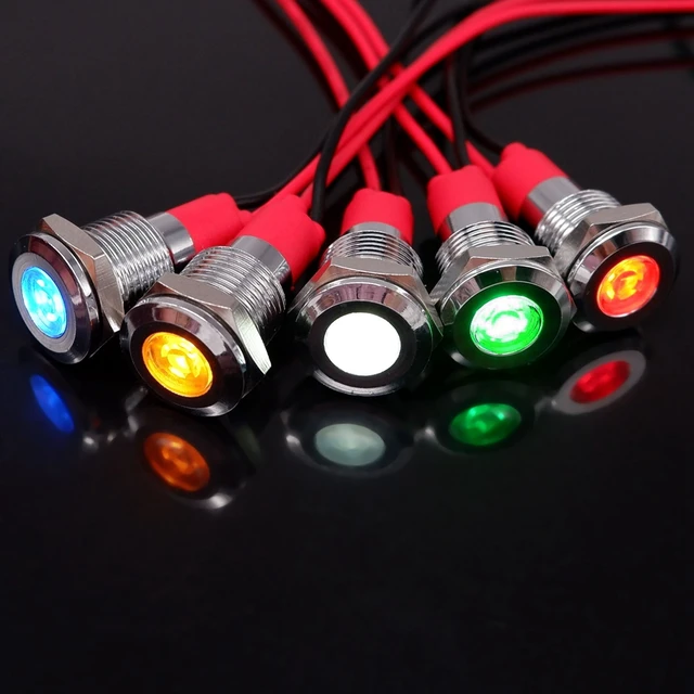 Amber Warning Light Bar 8mm 10mm 12mm 16mm LED Dashboard Warning Lights ...