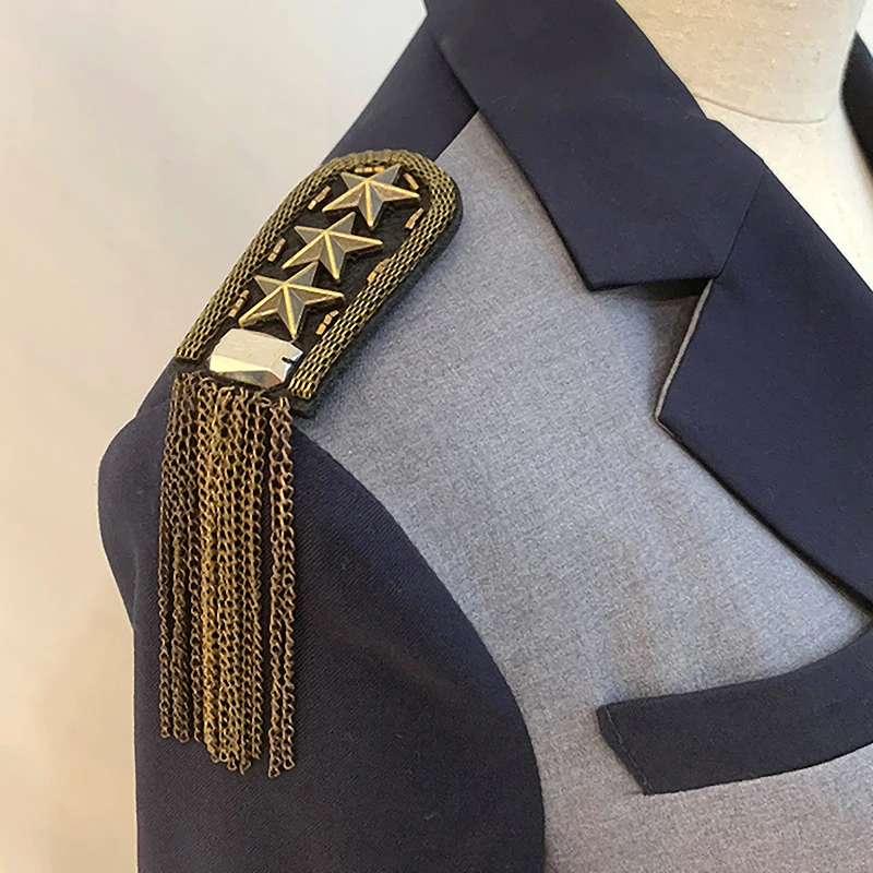 1Pcs-Vintage-Five-Star-Tassel-Chain-Shoulder-Board-Badges-Beads-Fabric ...