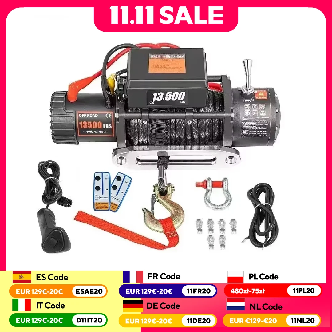 SIHAO Elektrische Winde 13500 LB 12 V synthetische Abschleppseilwinde ...