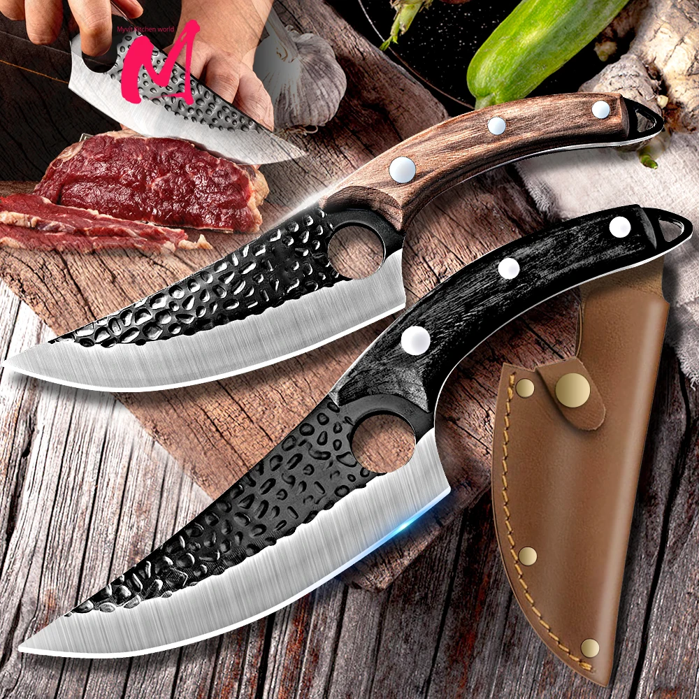 Handmade-Forged-Knife-Kitchen-knife-Stainless-Steel-Full-Tang-Butcher ...