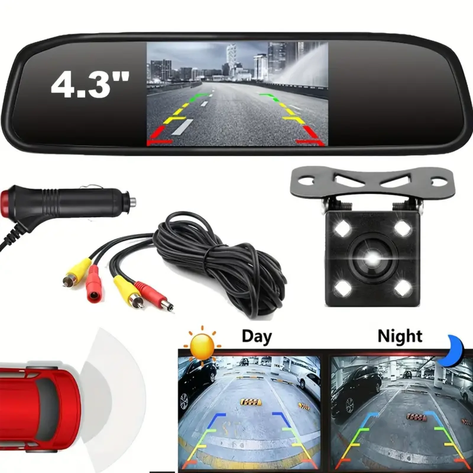 4-3-Inch-High-definition-Rearview-Mirror-Night-Vision-Reversing-Camera ...