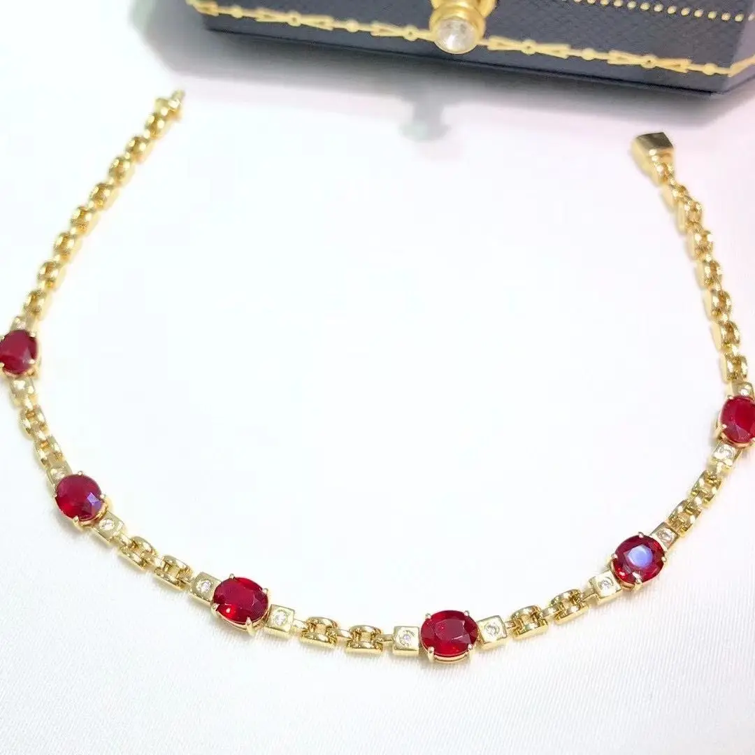 light luxury silver inlaid ruby diamond bracelet chain charm for women ...