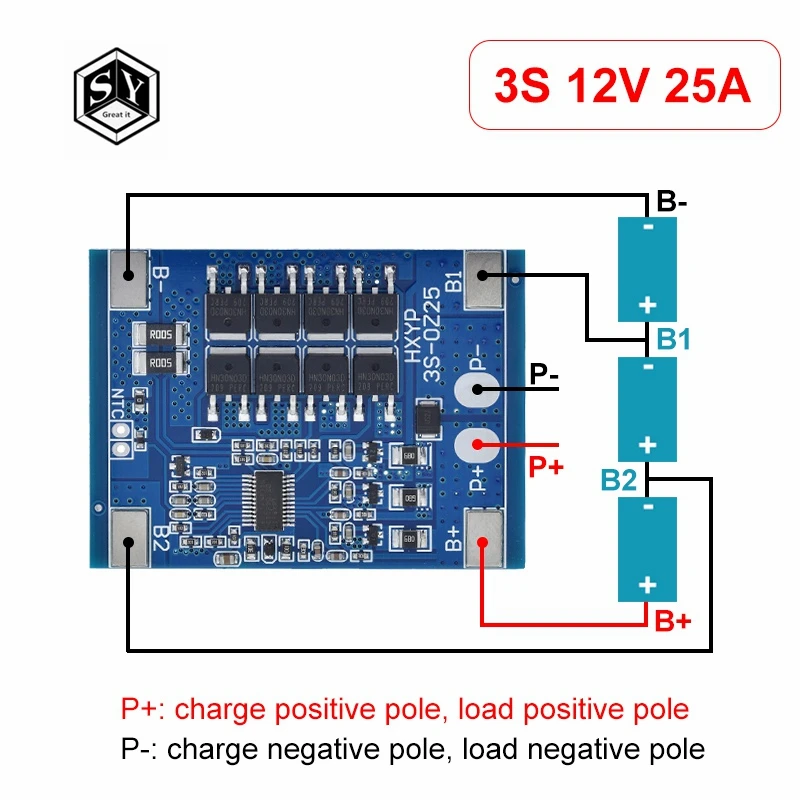 3S 12V 15A / 20A BMS 18650 Lithium Battery Protection Board 11.1V 12.6V ...