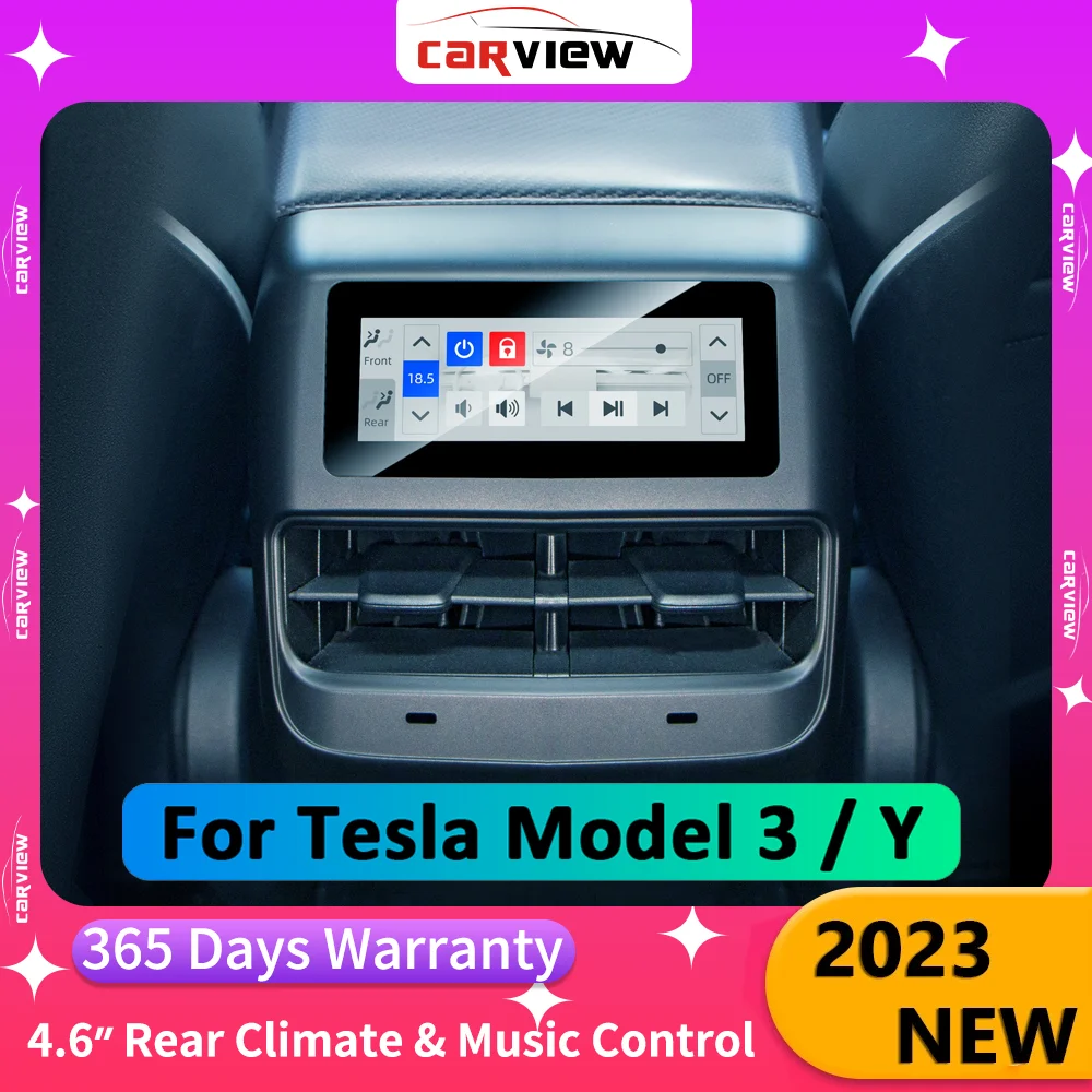 CARVIEW 테슬라 모델 3 Y용 후면 제어 디스플레이, 다기능 시스템, 4.6 인치 IPS HD 터치 스크린, C타입| | - AliExpress